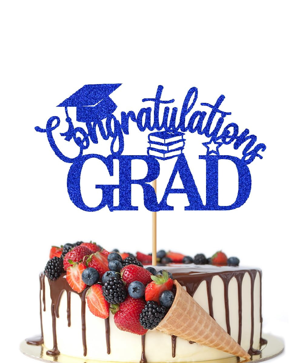 Crseniny Royal Blue AJH3 Glitter Congrats Grad Cake Topper,2025 ...