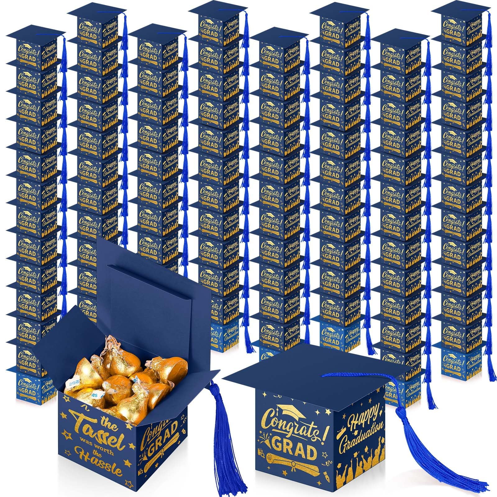 Crtiin 100 Pcs Graduation Candy Boxes with Tassel Graduation Party ...