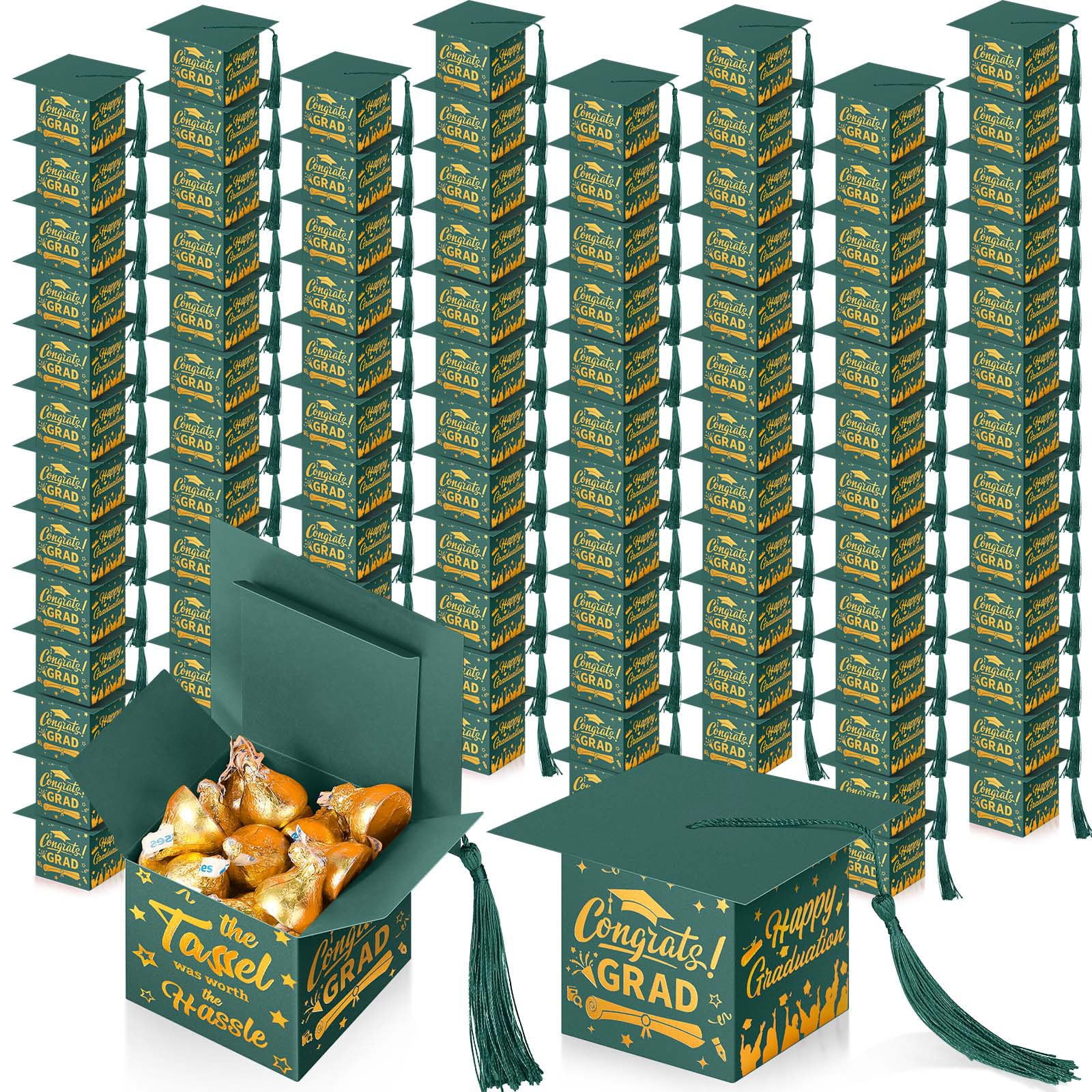 Crtiin 100 Pcs Graduation Candy Boxes with Tassel Graduation Party ...