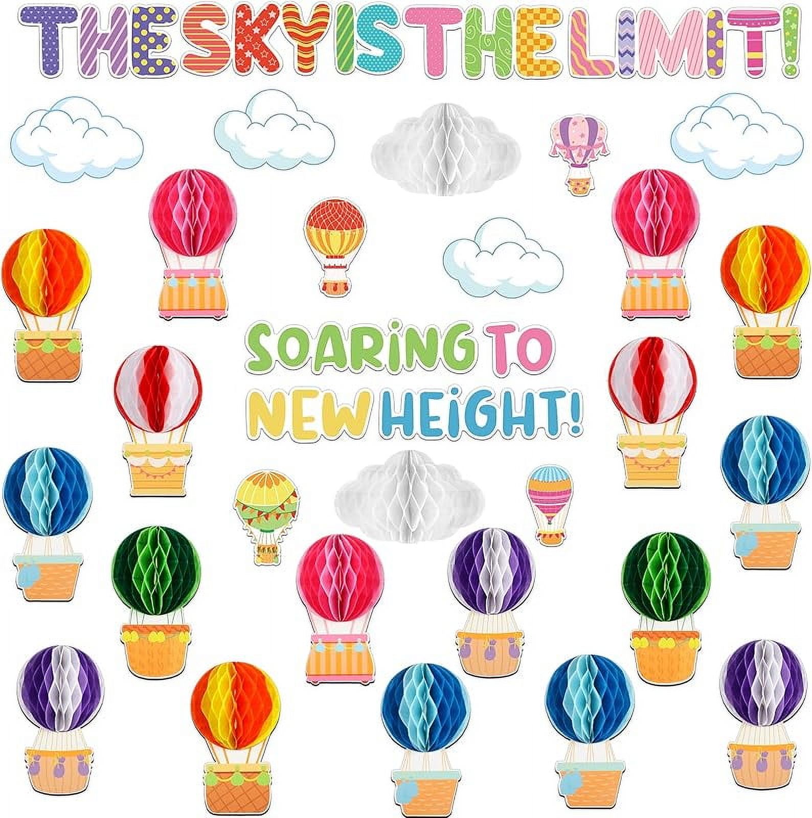 Crtiin 3D Hot Air Balloon Honeycomb Bulletin Board Set for School ...