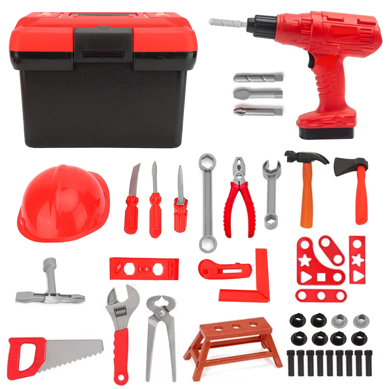 Crtynell 55 pieces kids tool set, play house toys, toy tool set with ...