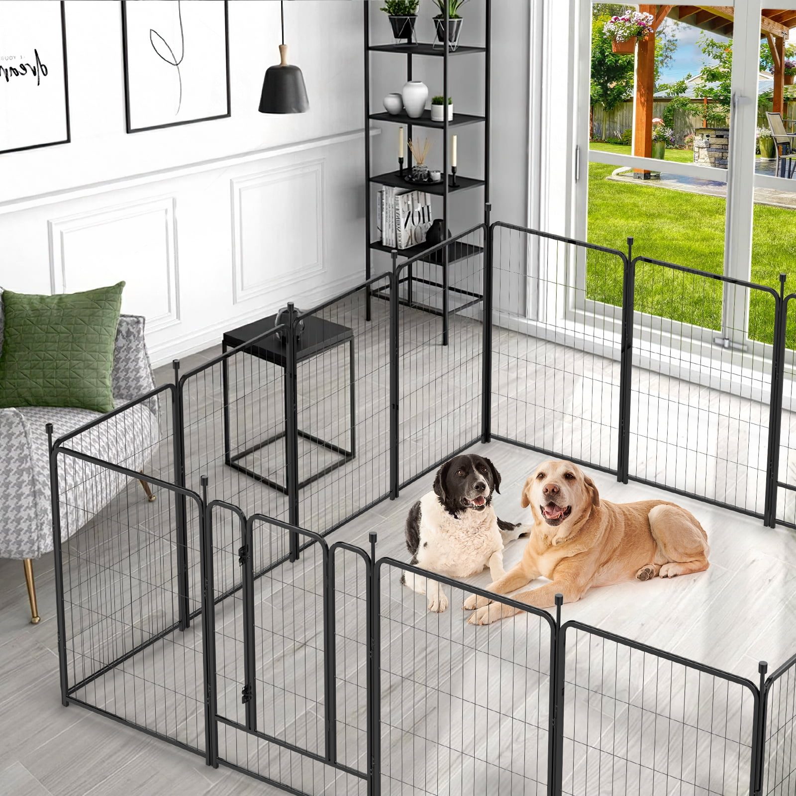 Crtynell Dog Playpen Outdoor, 16 Panels Dog Pen 40 inch Heavy Duty Dog ...