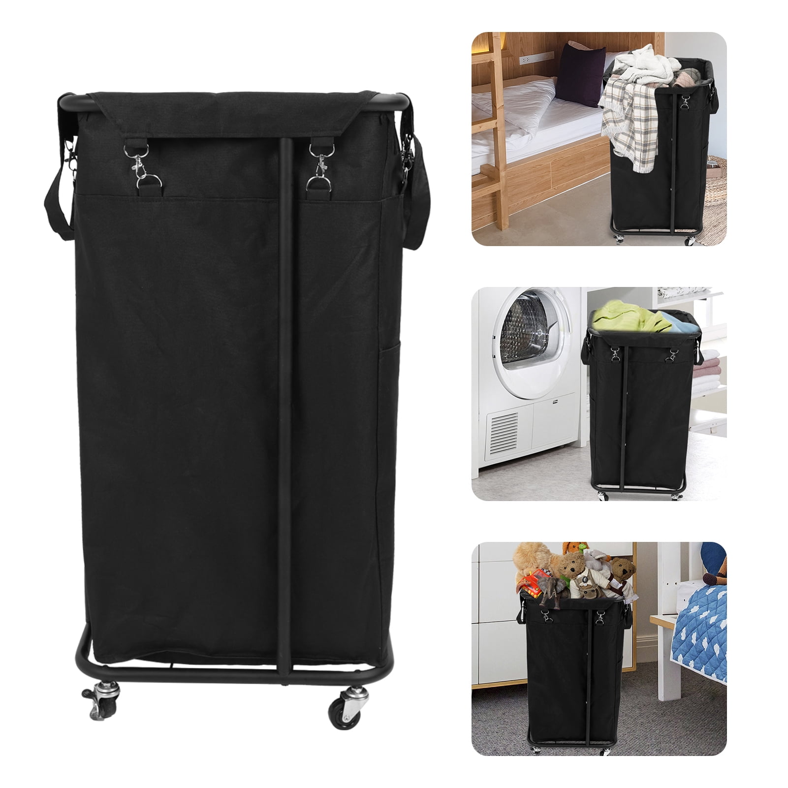 Crtynell Laundry Hamper with 4 Wheels,100L Rolling Laundry Basket,600D ...