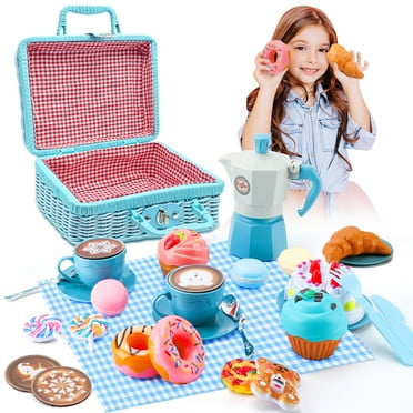 Jewelkeeper Kids Play Tea Party Set - 18-Pc Porcelain Toy with Pink ...