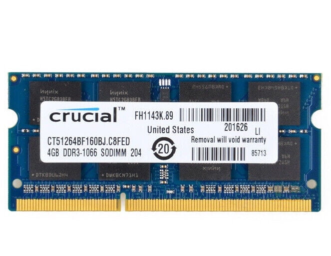 Crucial 4GB DDR3 PC3-8500 SODIMM PC3 1066 MHz DDR3 Laptop & MacBook ...