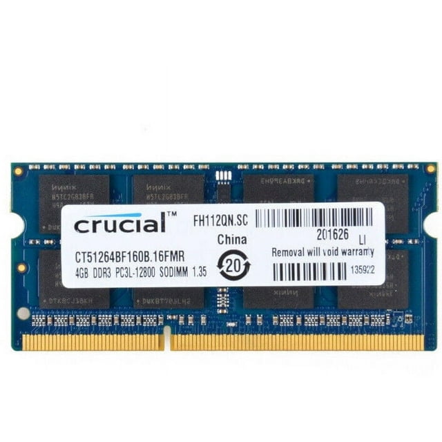 Crucial 4GB DDR3L PC3L-12800 SODIMM PC 1600 MHz DDR3 Laptop Memory RAM ...