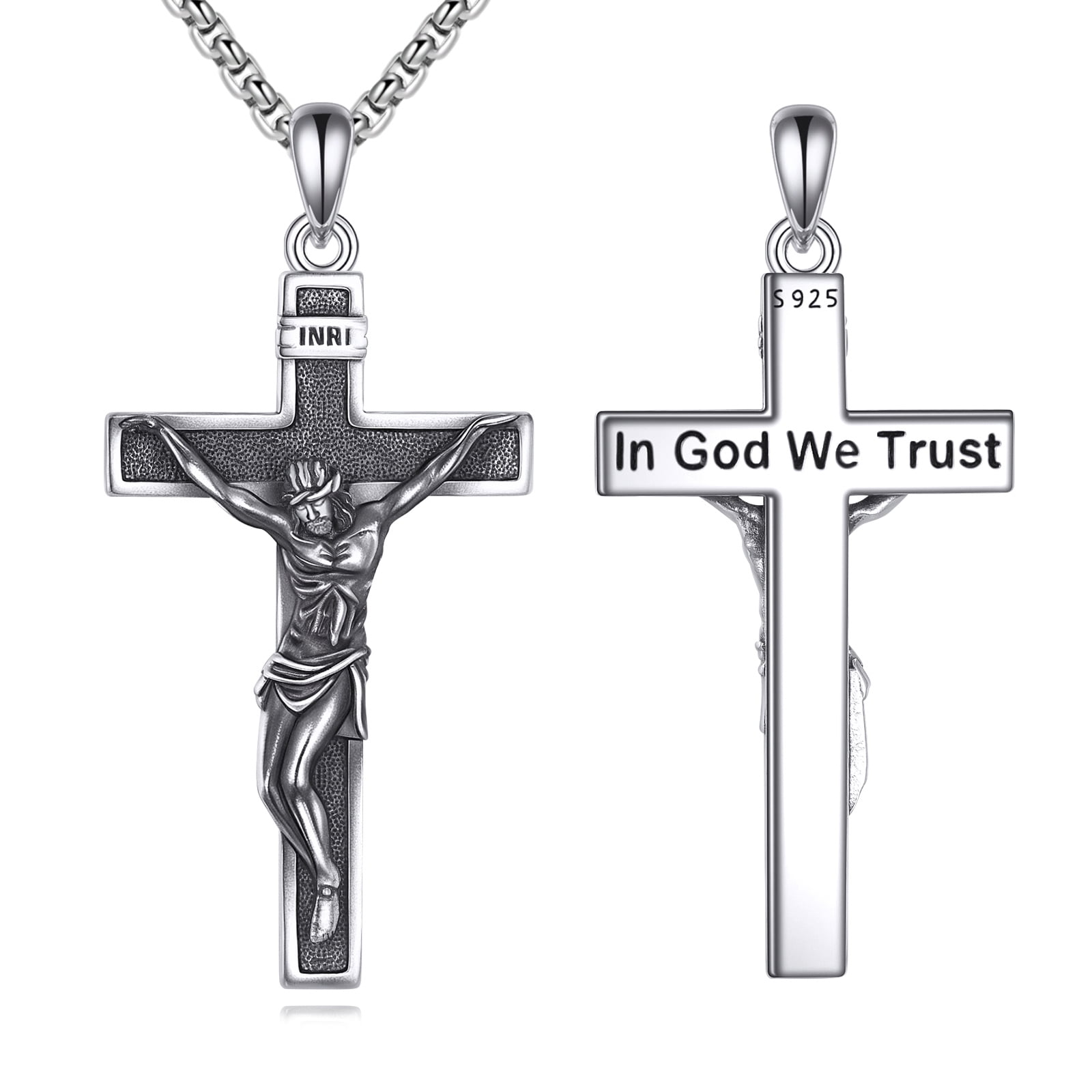 Crucifix Cross Necklace for Men Women 925 Sterling Silver Jesus Cross ...