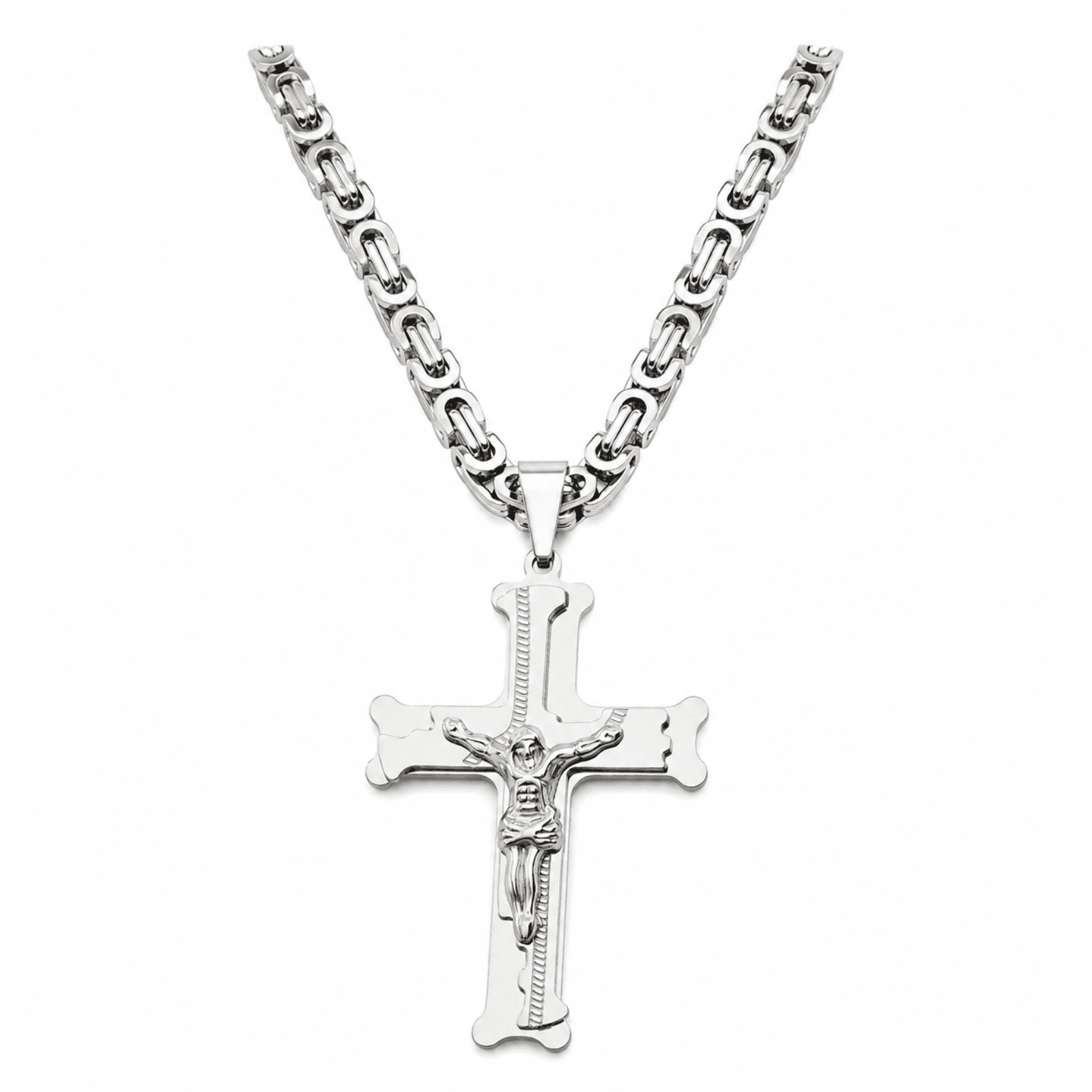 Crucifix Cross Necklace for Men Women, Stainless Steel Jesus Pendant ...