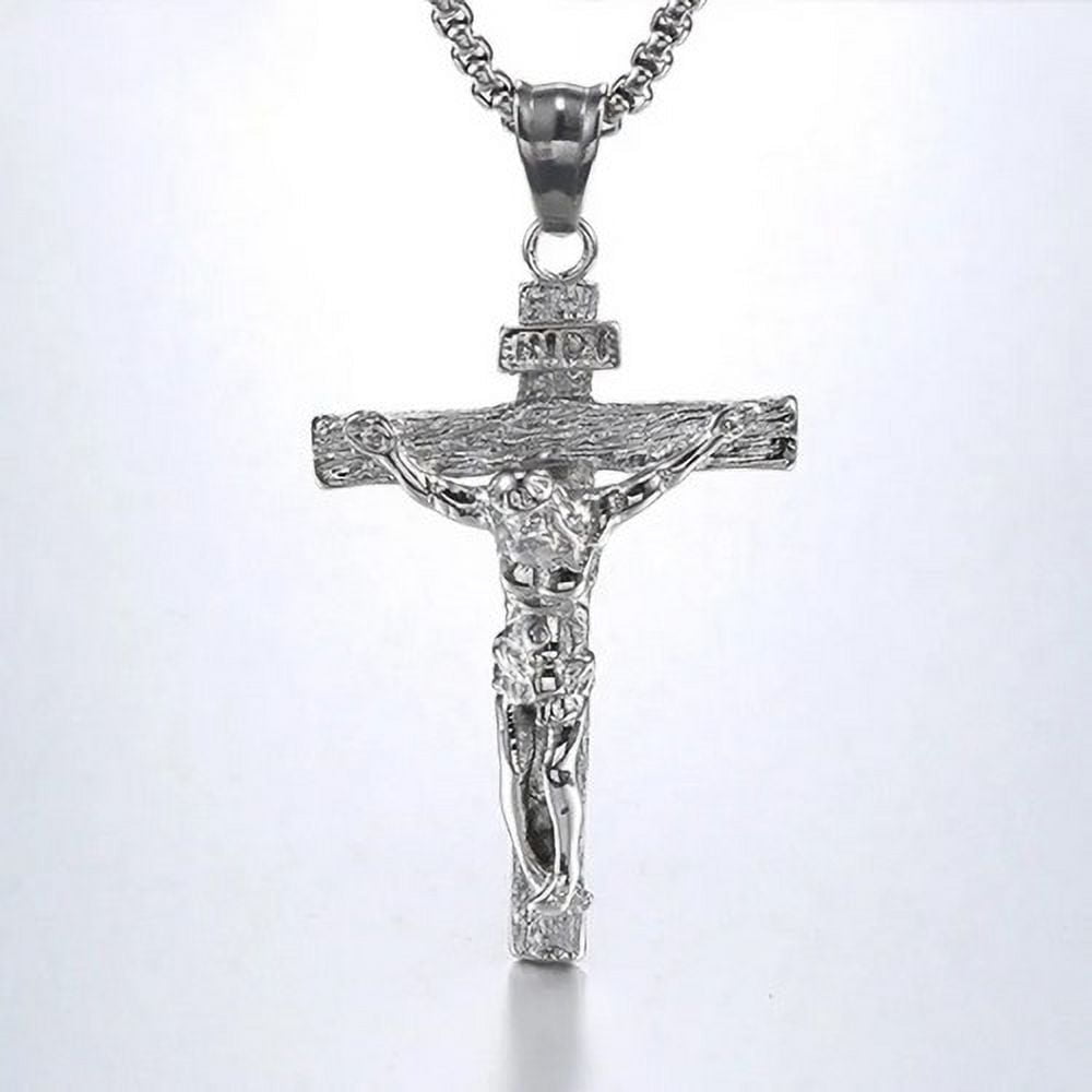 Crucifix Jesus Christ Cross Pendant Necklace Male 14K Yellow Gold ...