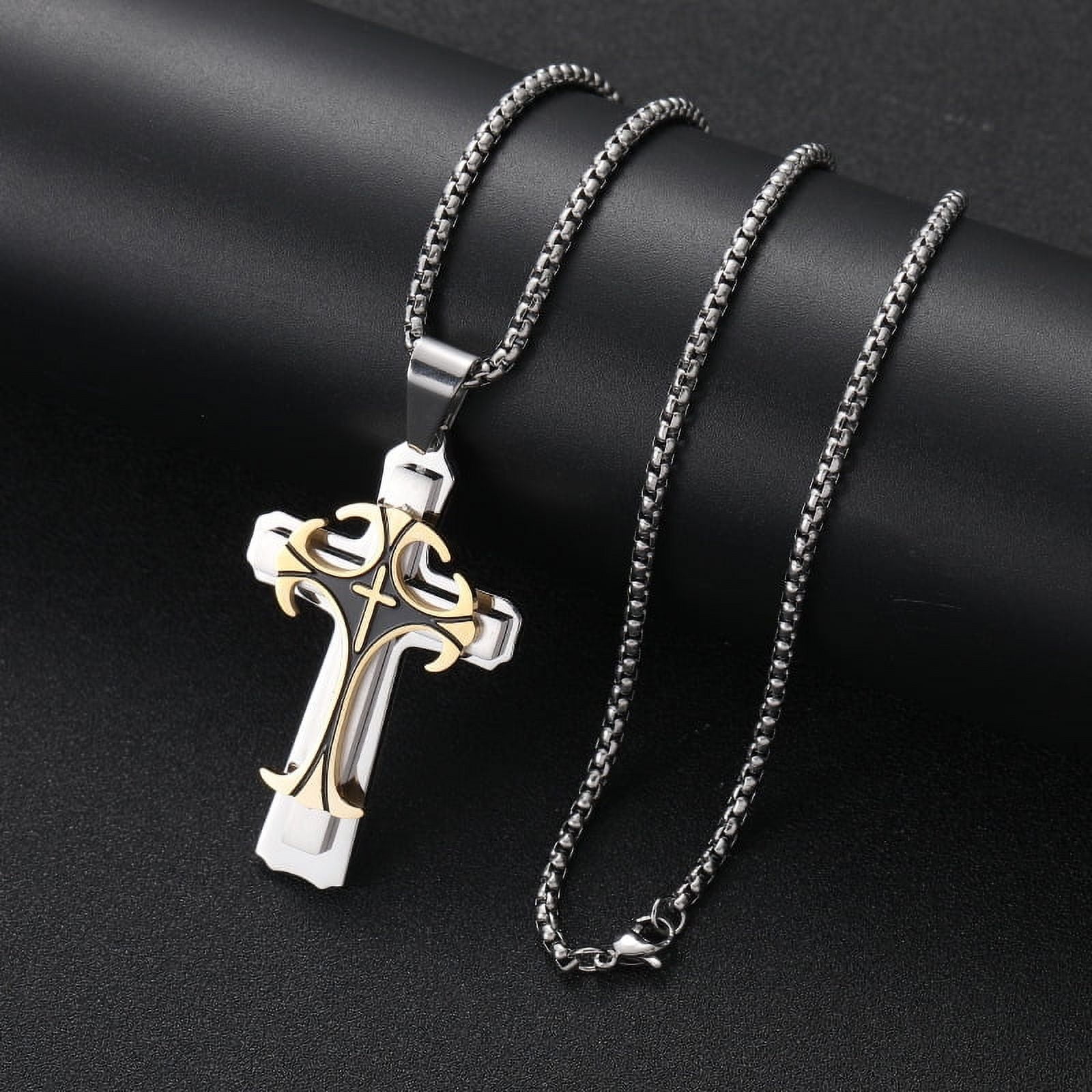 Crucifix Jesus Christ Cross Pendant Necklace for Men Twist Chains 14K White Gold Necklaces ...