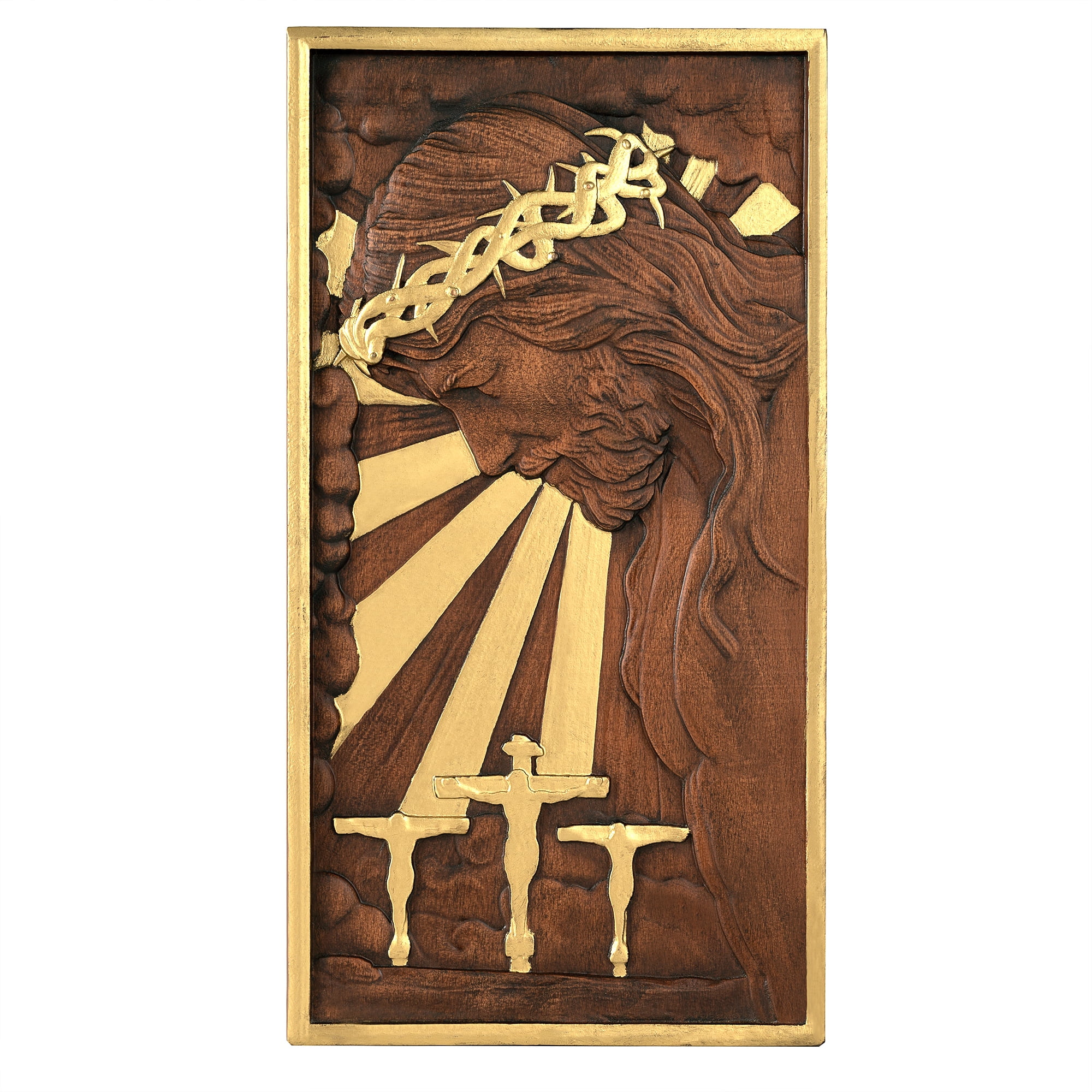 Crucifix religious mural solid wood decoration Catholic art altar wall ...