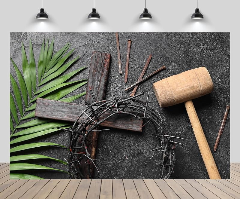Crucifixion of Jesus Christ Backdrop Crown of Thorns Jesus Cross Palm ...