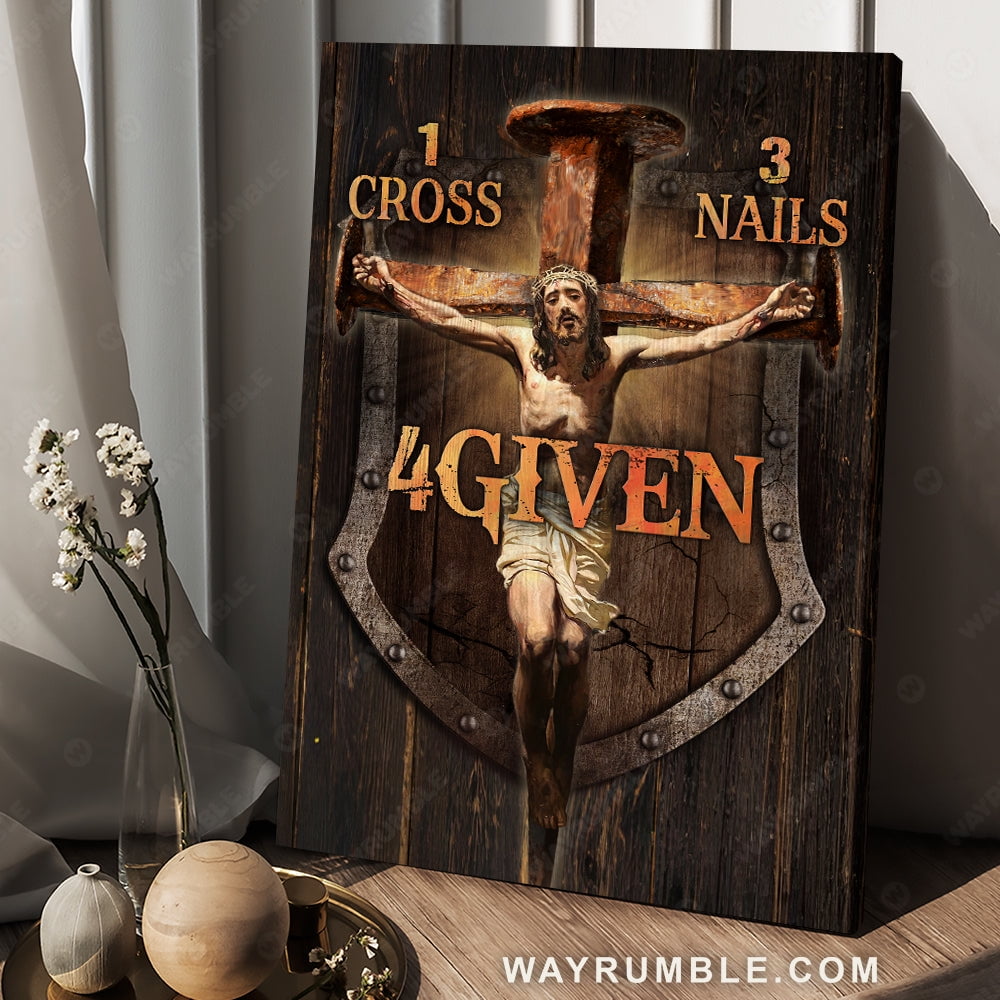Crucifixion of Jesus, Jesus painting, Abstract cross drawing, 1 cross, 3 nails, 4given - Jesus ...