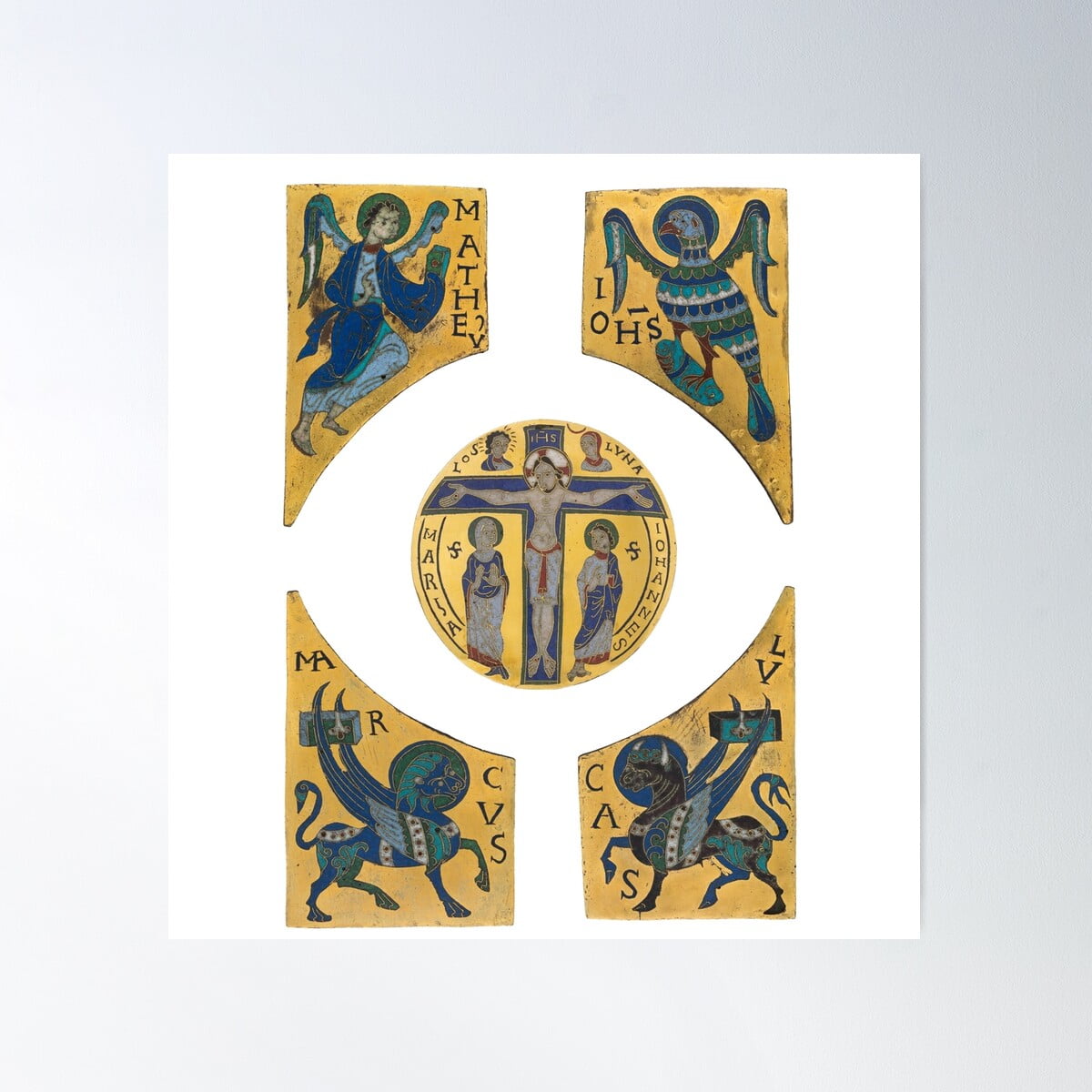 Crucifixion With Evangelists From 12Th Century Poster Wall Art, Modern Wall Decor For Living ...