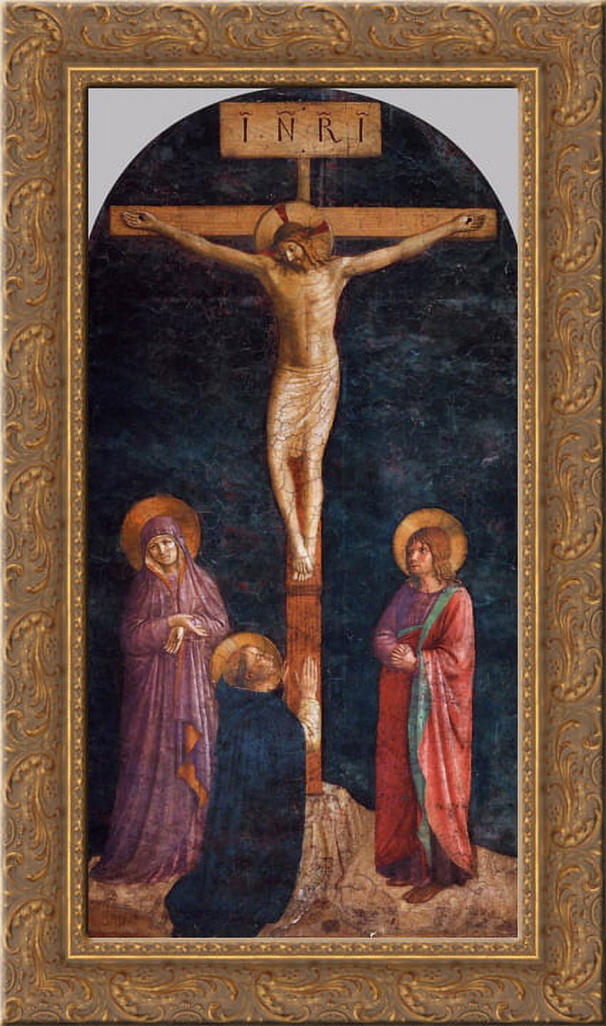Crucifixion with St. Dominic 24x14 Gold Ornate Wood Framed Canvas Art by Fra Angelico - Walmart.com