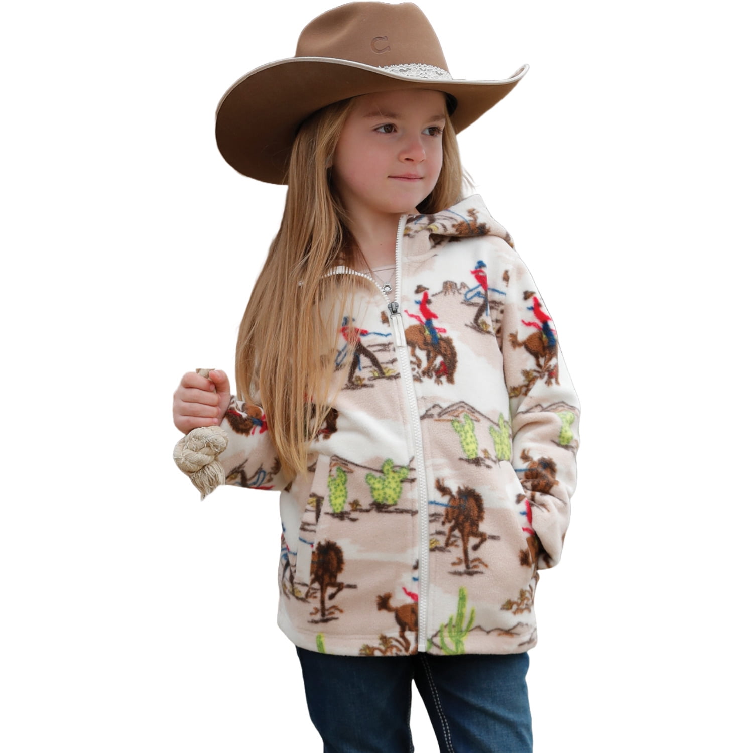 Cruel Denim Girl's Polar Fleece Western Print Cream Jacket CWK8960001 ...