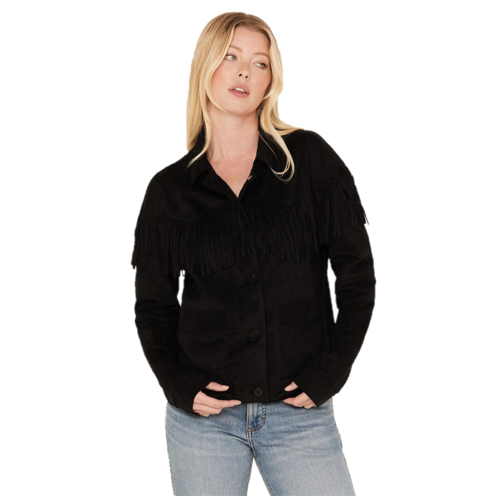 Cruel Girl Women's Faux Suede Fringe Shacket - CWJ7429001 X- US ...