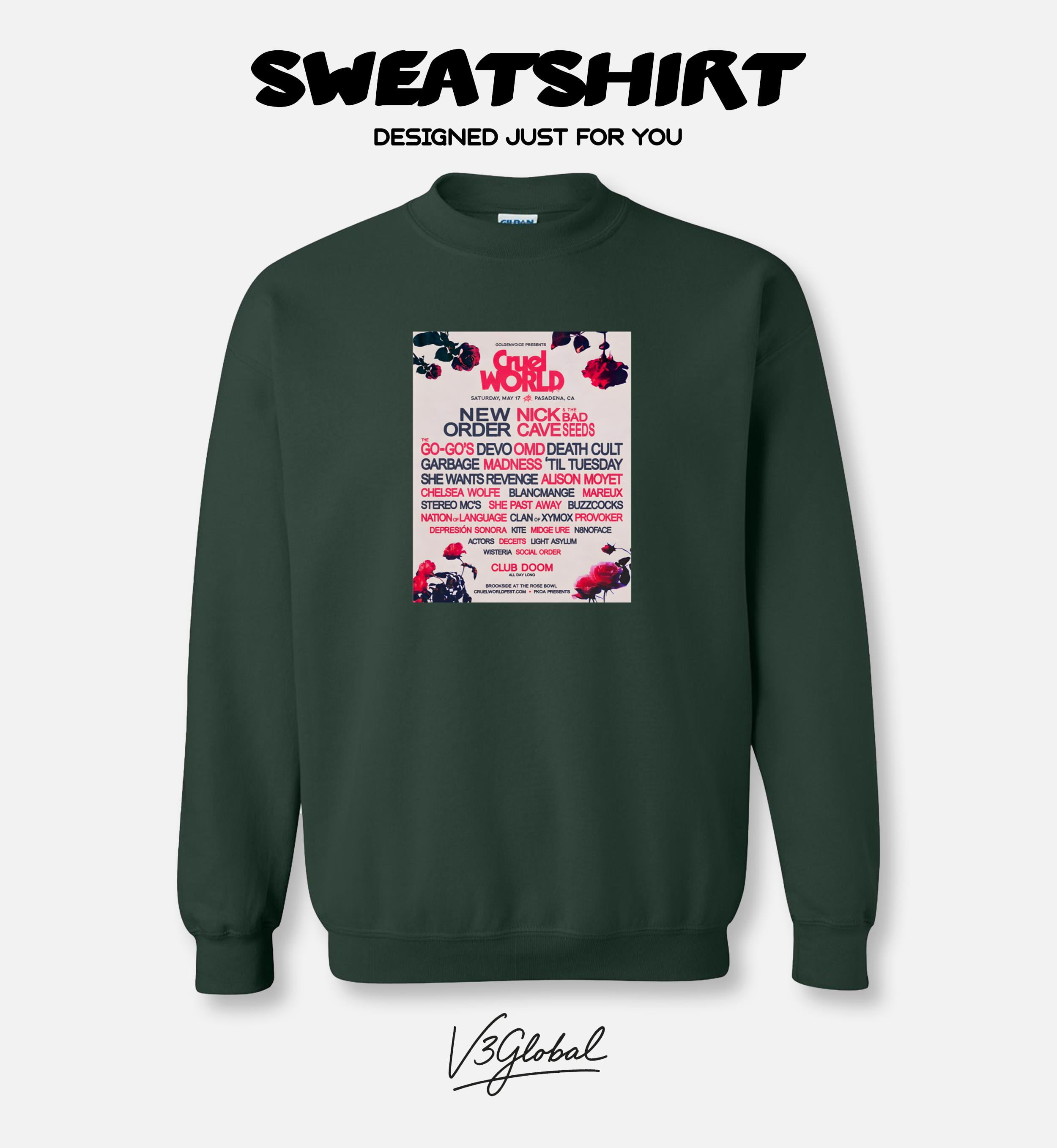 Cruel World Fest Pasadena May 17 2025 Wave Music New Wave Gothic Rock 80s CA Sweatshirt, for men ...