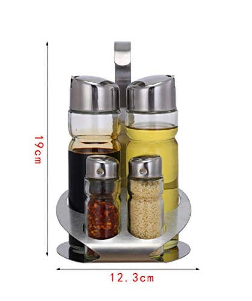 Cruet Set with stand-4or5-piece Stainless Steel Kitchen Spice Bottles ...