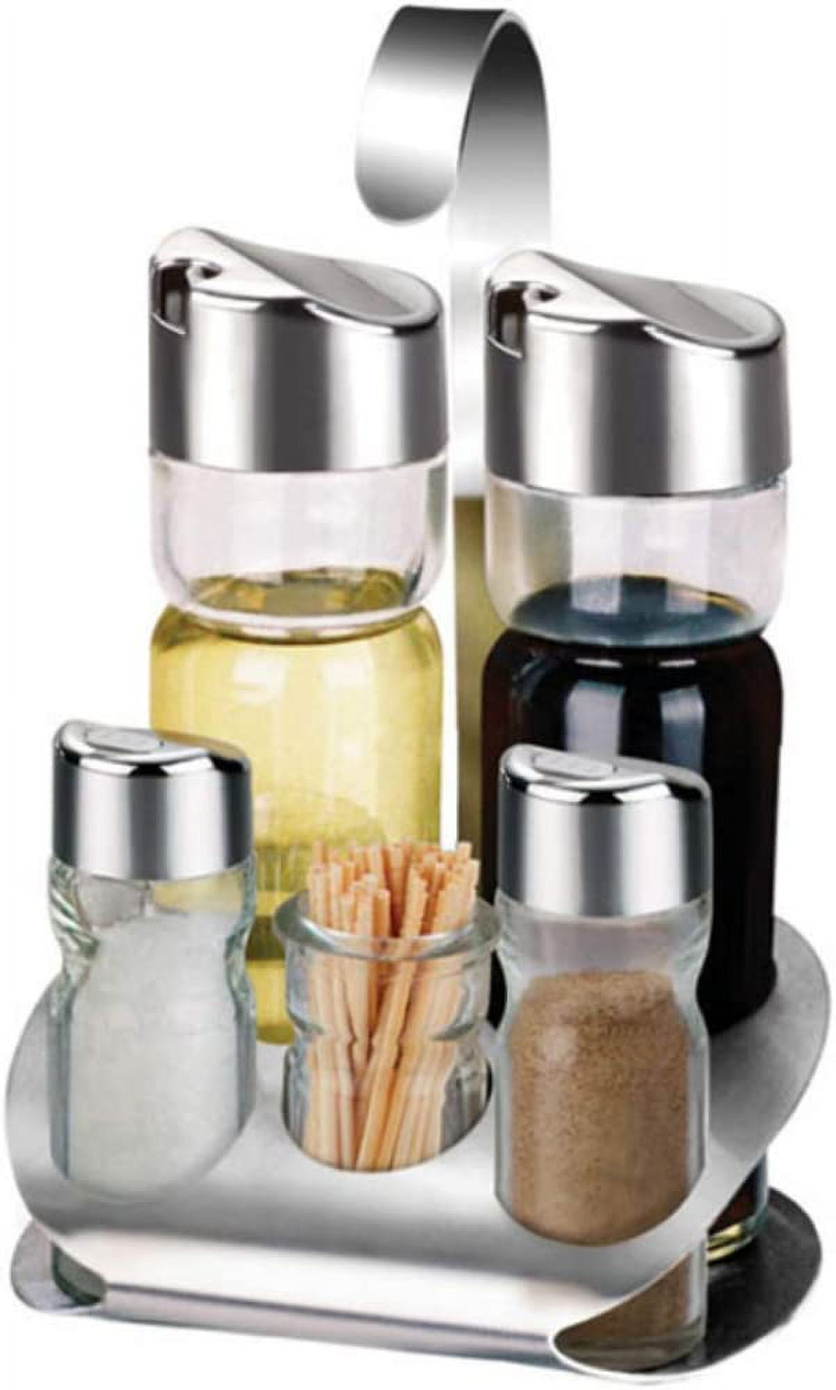 Cruet Set with stand-4or5-piece Stainless Steel Kitchen Spice Bottles ...