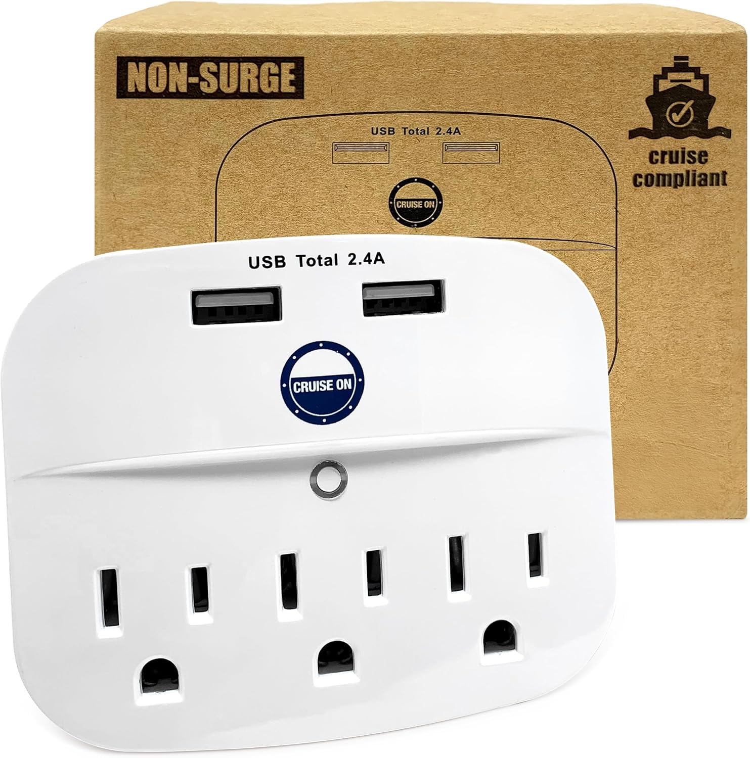 Cruise Approved Power Strip - Non Surge Protector for Cruise Ship with 2 USB Outlets - Cruise ...