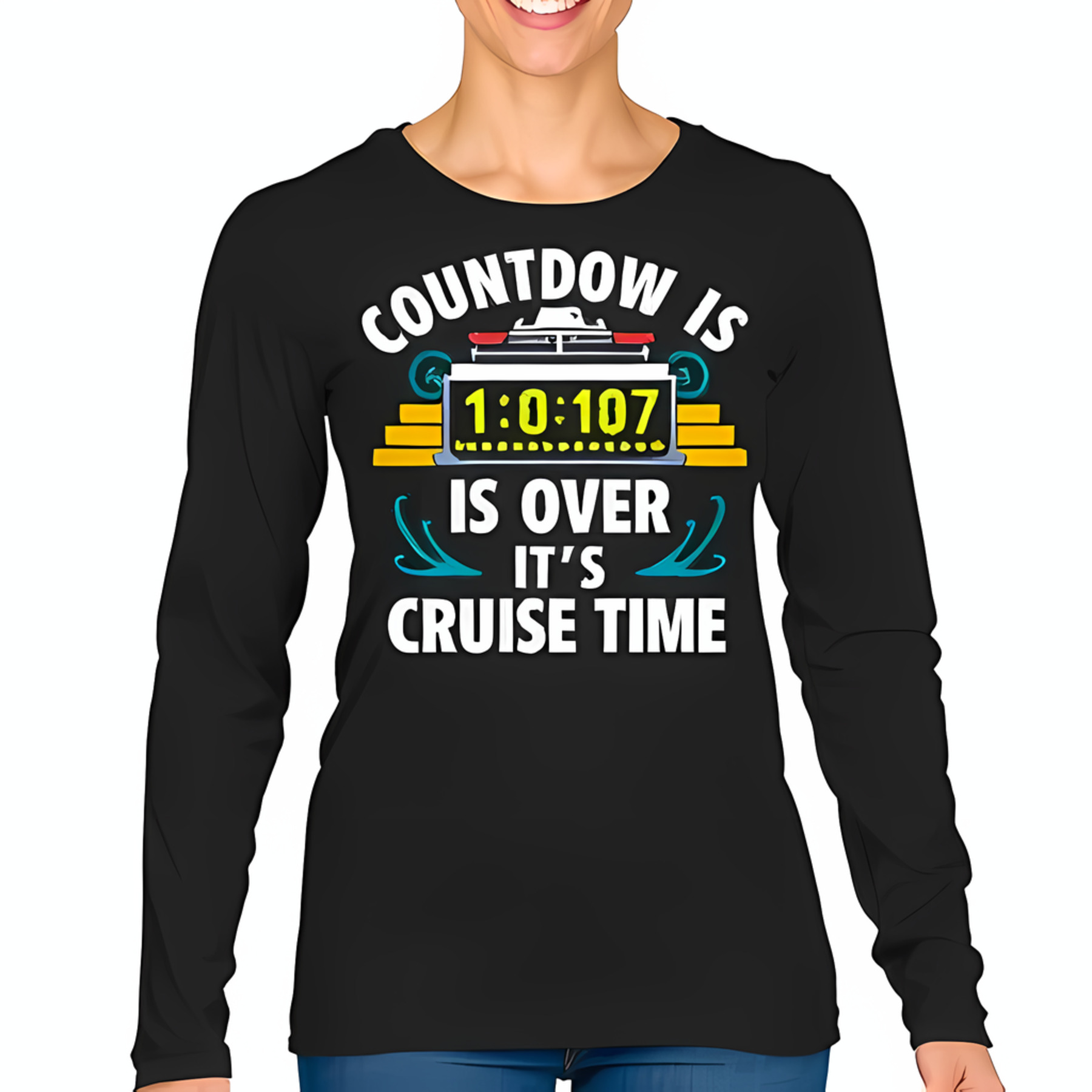 Cruise Countdown Long Sleeve T-Shirt for Women Men - Fun Graphic Design ...