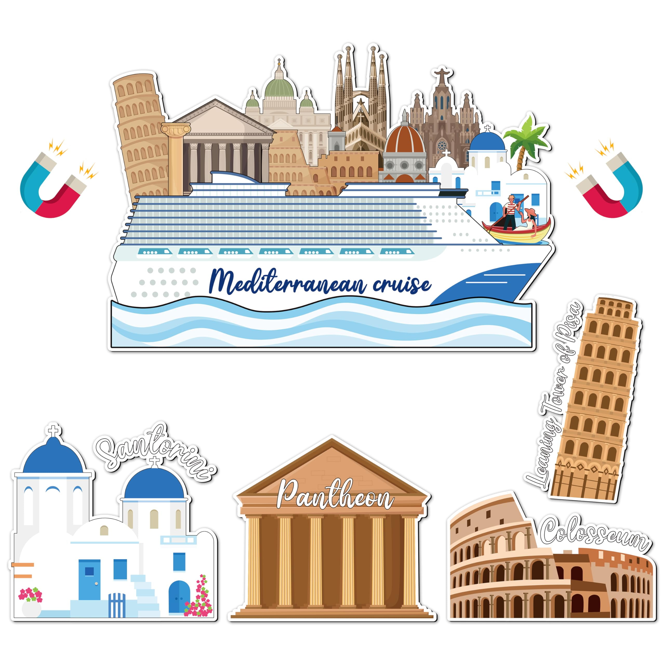 Cruise Door Decorations Magnetic - 5PCS Mediterranean Cruise Magnet ...