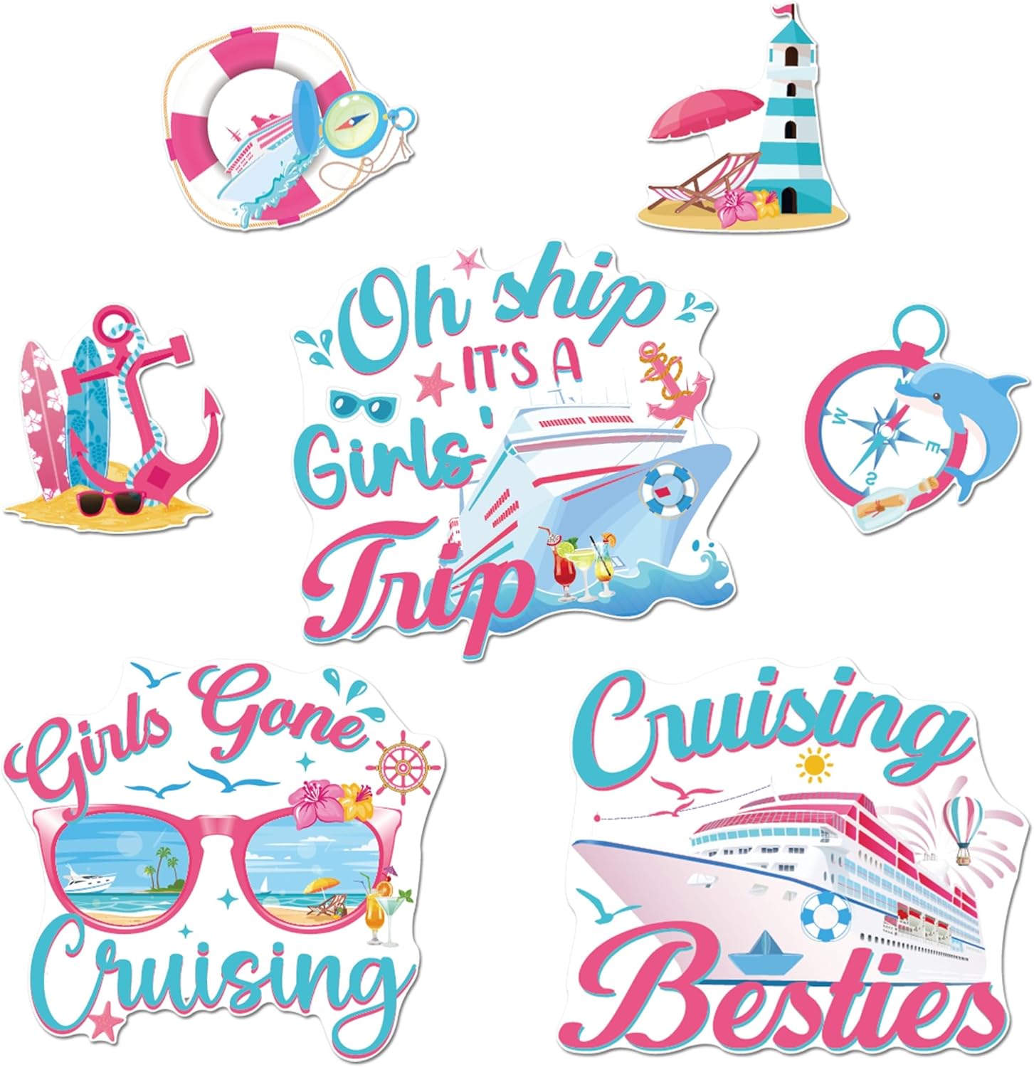 Cruise Door Decorations Magnetic, 7 Pcs Girls Trip Cruise Door Magnets ...