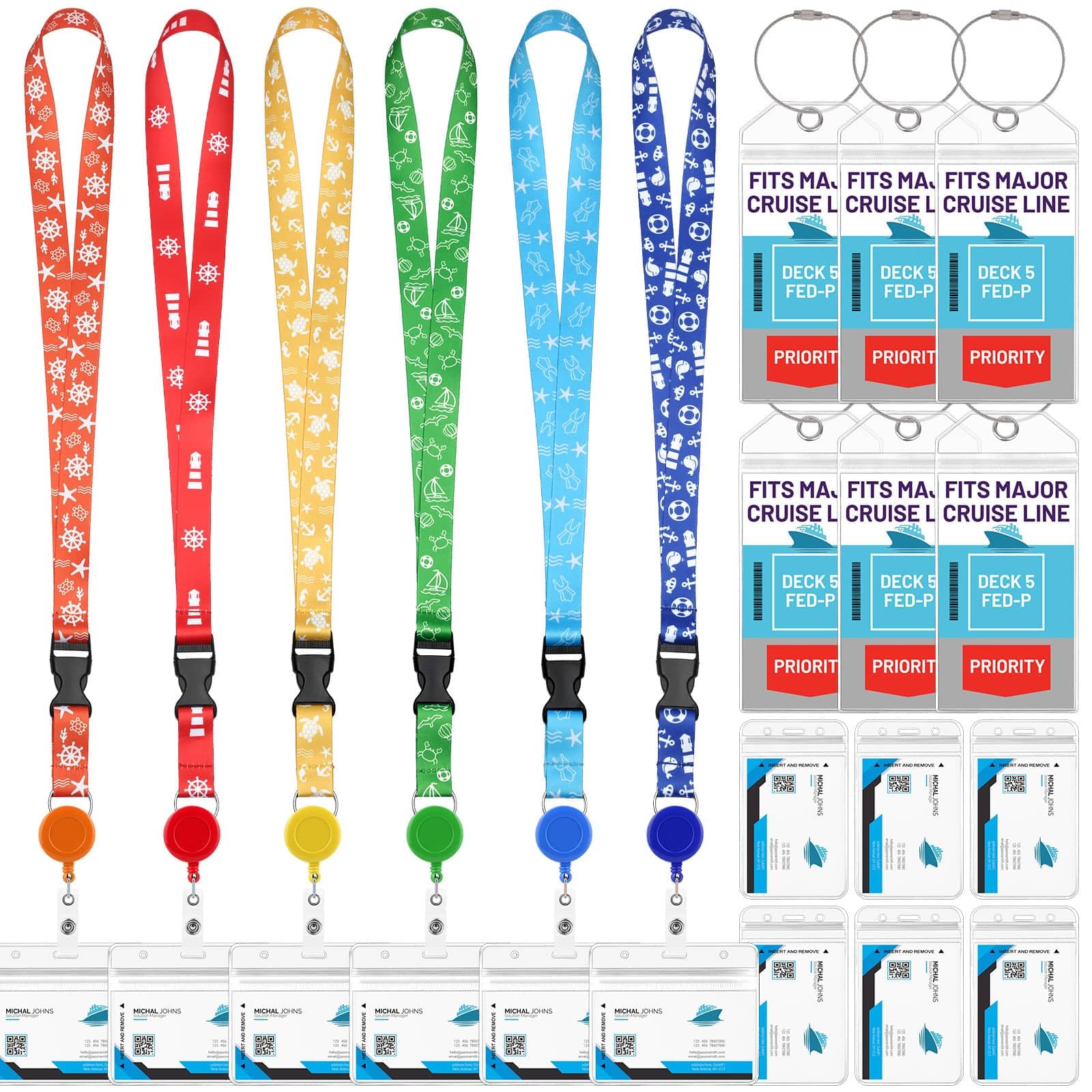 Cruise Lanyards, 6 Pack Waterproof Cruise Luggage Tags with Ship Key ...