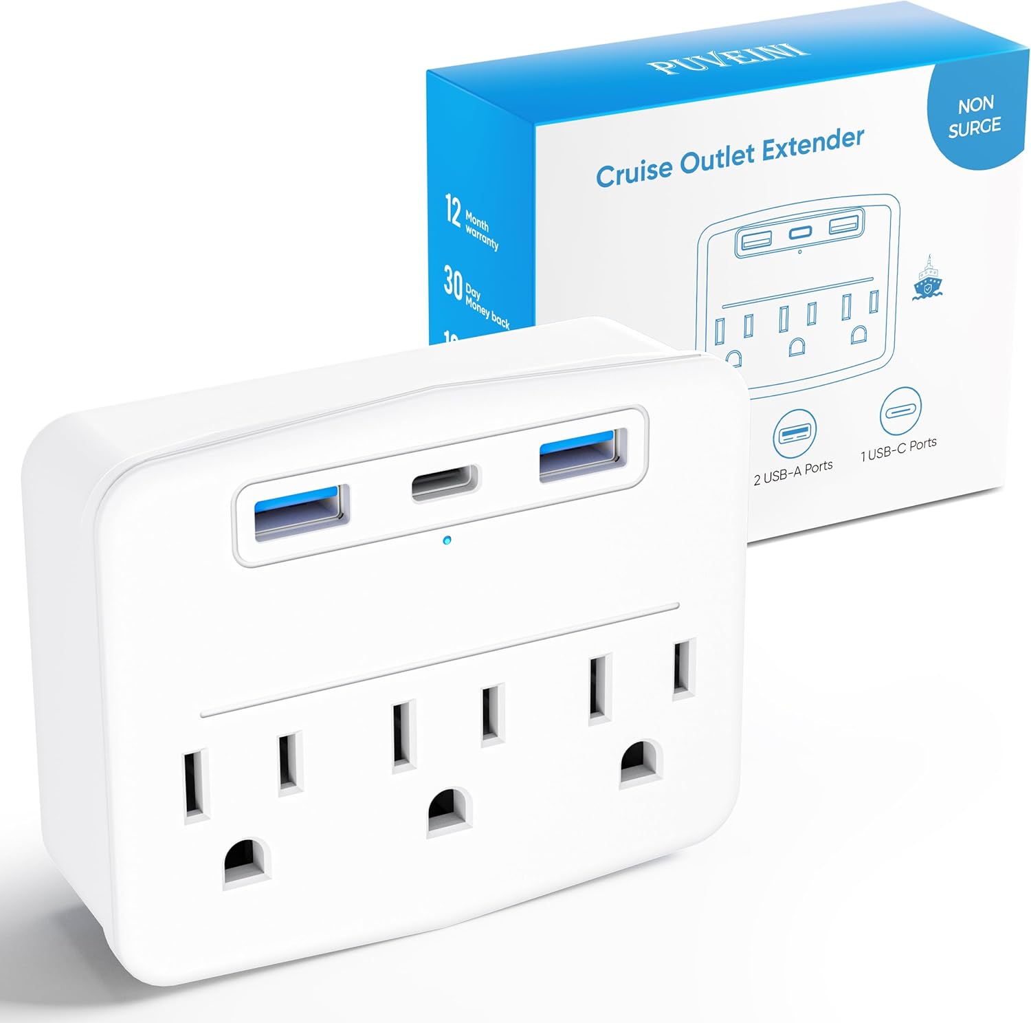 Cruise Power Strip Foldable Plug Non Surge Protector with USB C Outlets ...