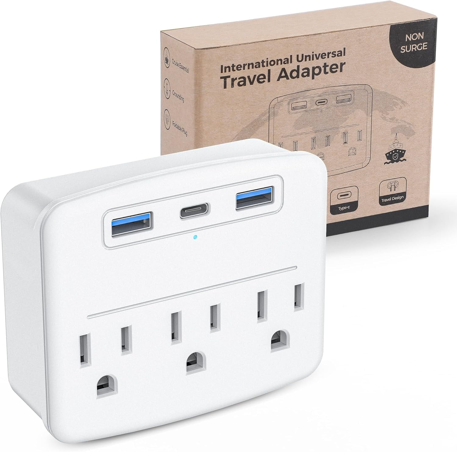 Cruise Power Strip Foldable White Non Surge Protector with USB C ...