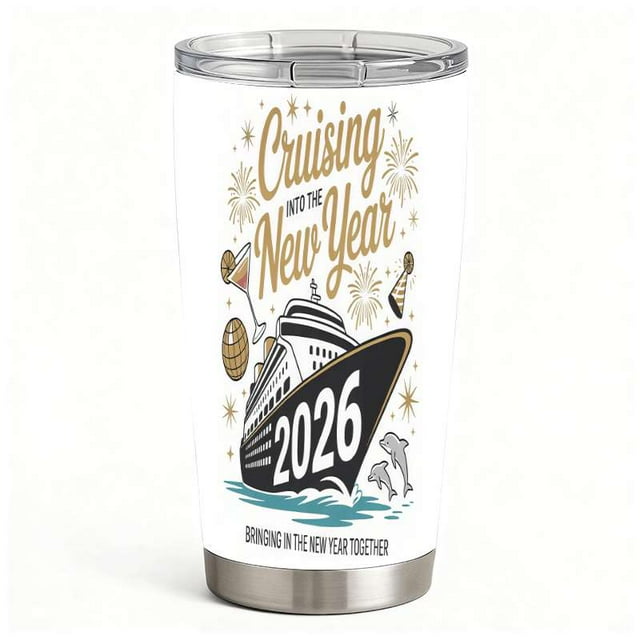 Cruise Ship 2026 Happy New Year Travel Coffee Tumbler, Double-Wall ...