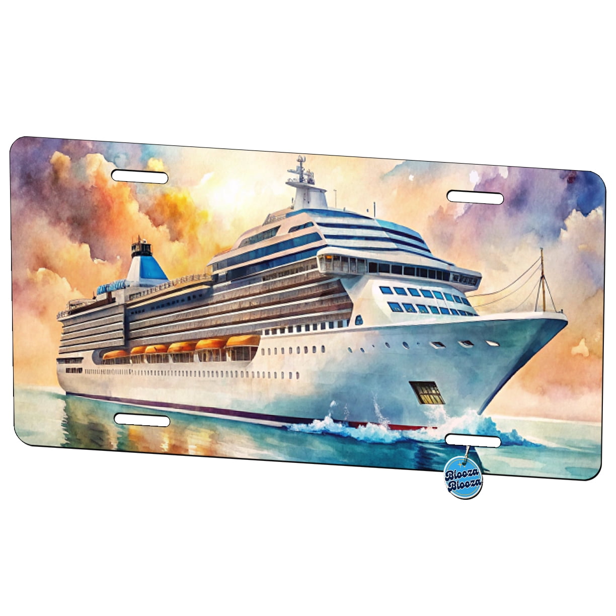 Cruise Ship At Sea Bon Voyage Watercolor Metal Novelty License Plate ...