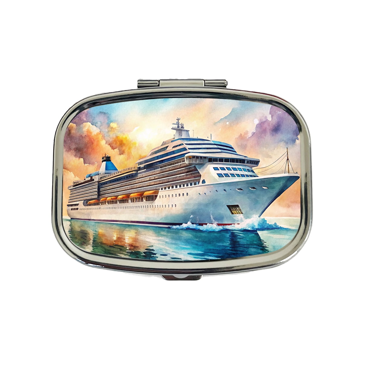 Cruise Ship At Sea Bon Voyage Watercolor Small Travel Handbag Pill Box ...