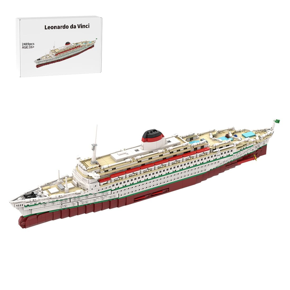 Cruise Ship Building Block Set, 1/400 MOC Leonardo da Vinci Italian ...