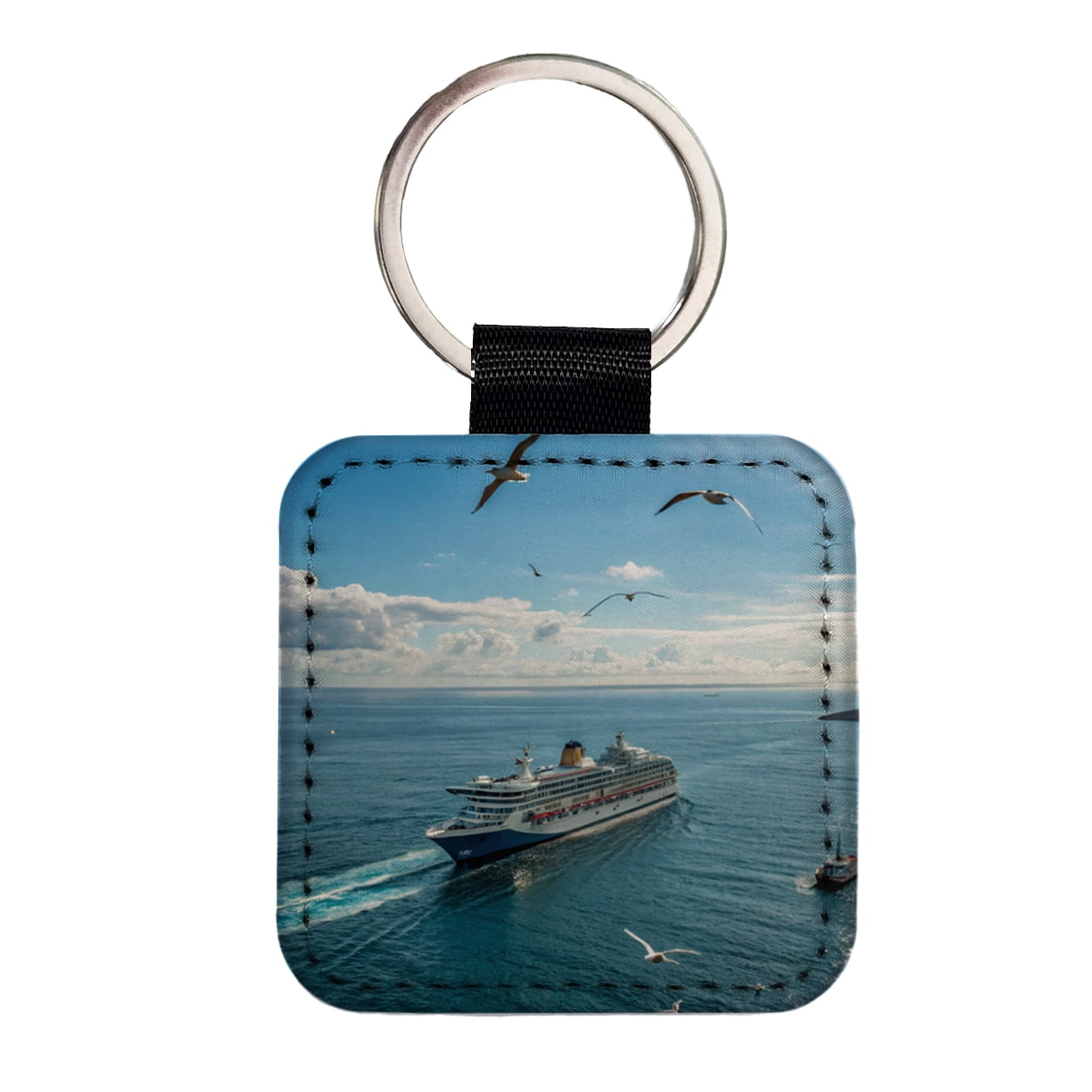 Cruise Ship Ocean Traveling Faux Leather Square Keychain - Walmart.com