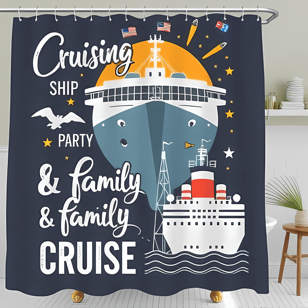 Cruise Ship Shower Curtain - Vibrant Design with Family Fun Theme ...