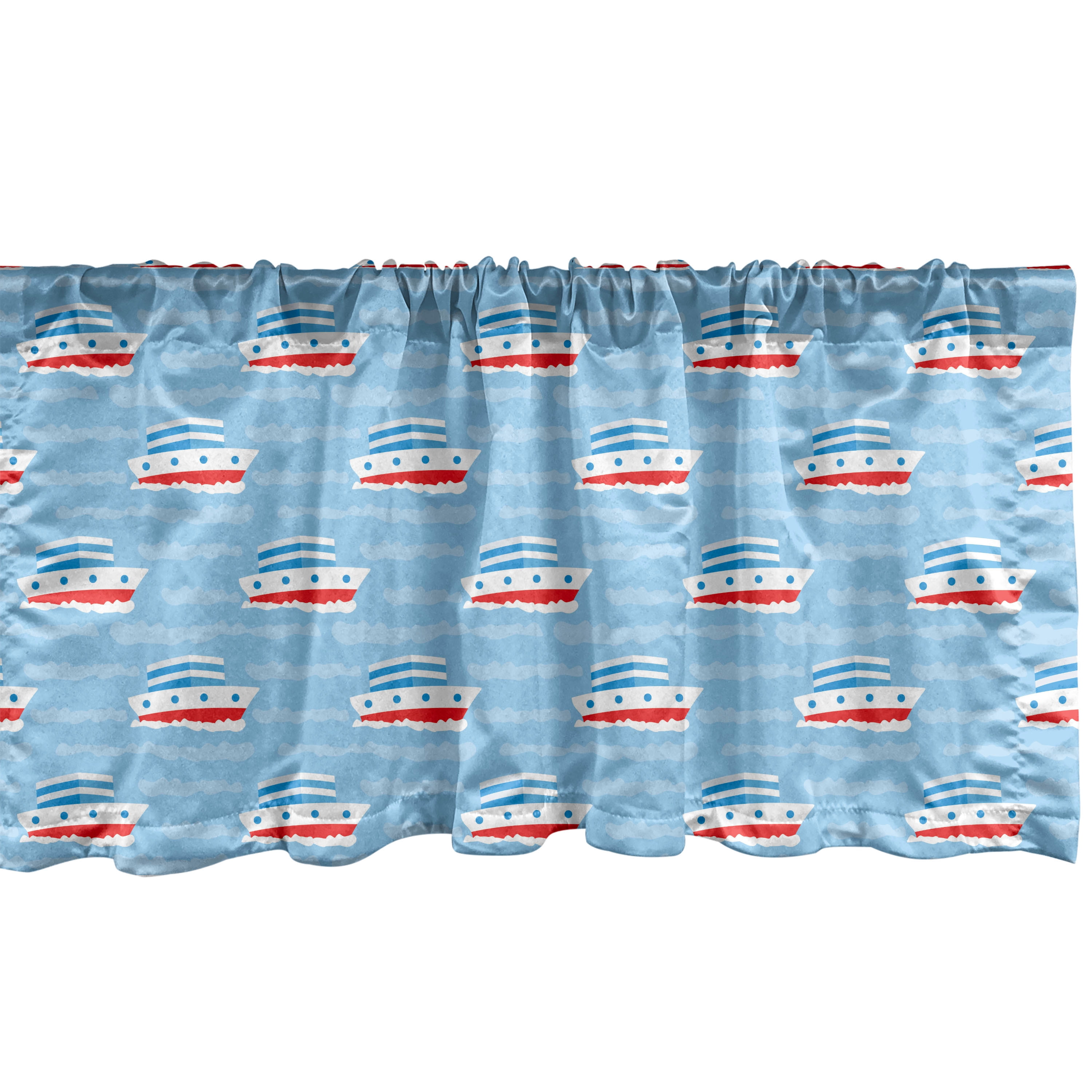 Ambesonne Cruise Ship Valance Pack of 2, Cartoon Sailor Theme, 54"X18 ...