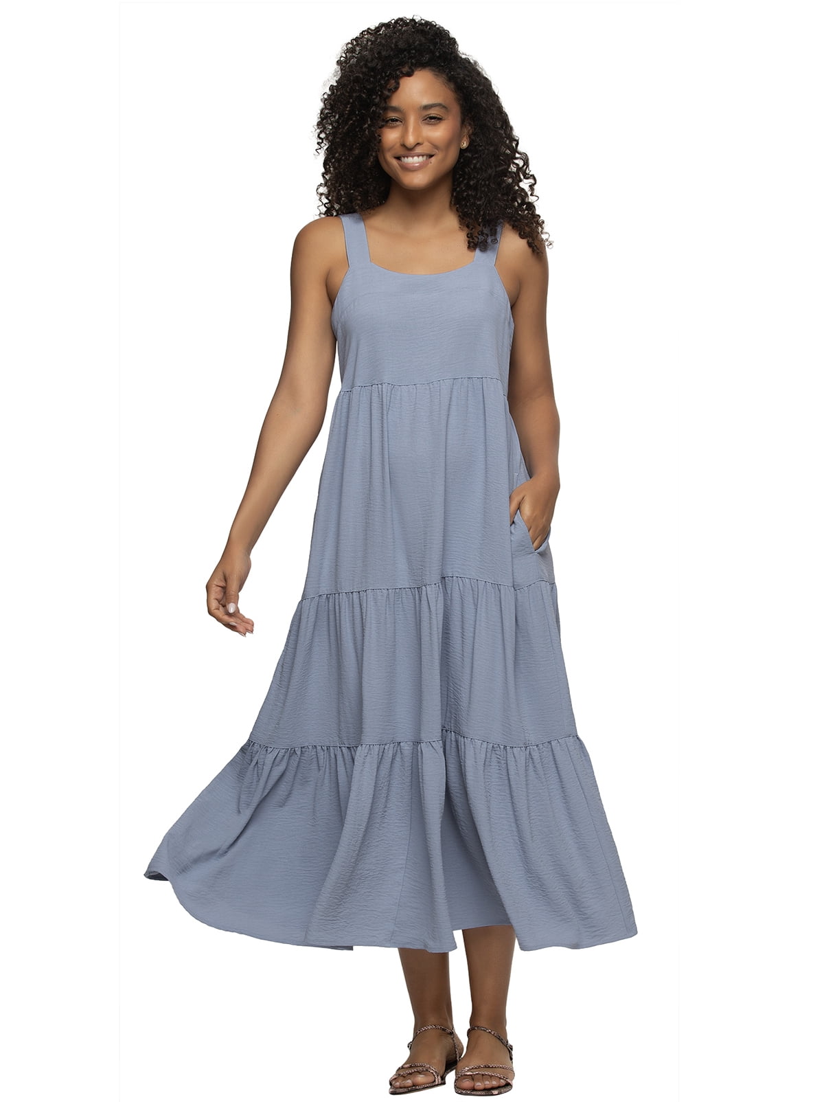 Cruise Tiered Maxi Sundress (Forever Blue, Medium) - Walmart.com