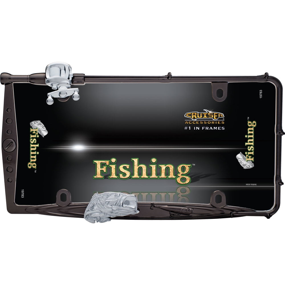 Cruiser Accessories 19783 Fishing License Plate Frame - Black Chrome ...