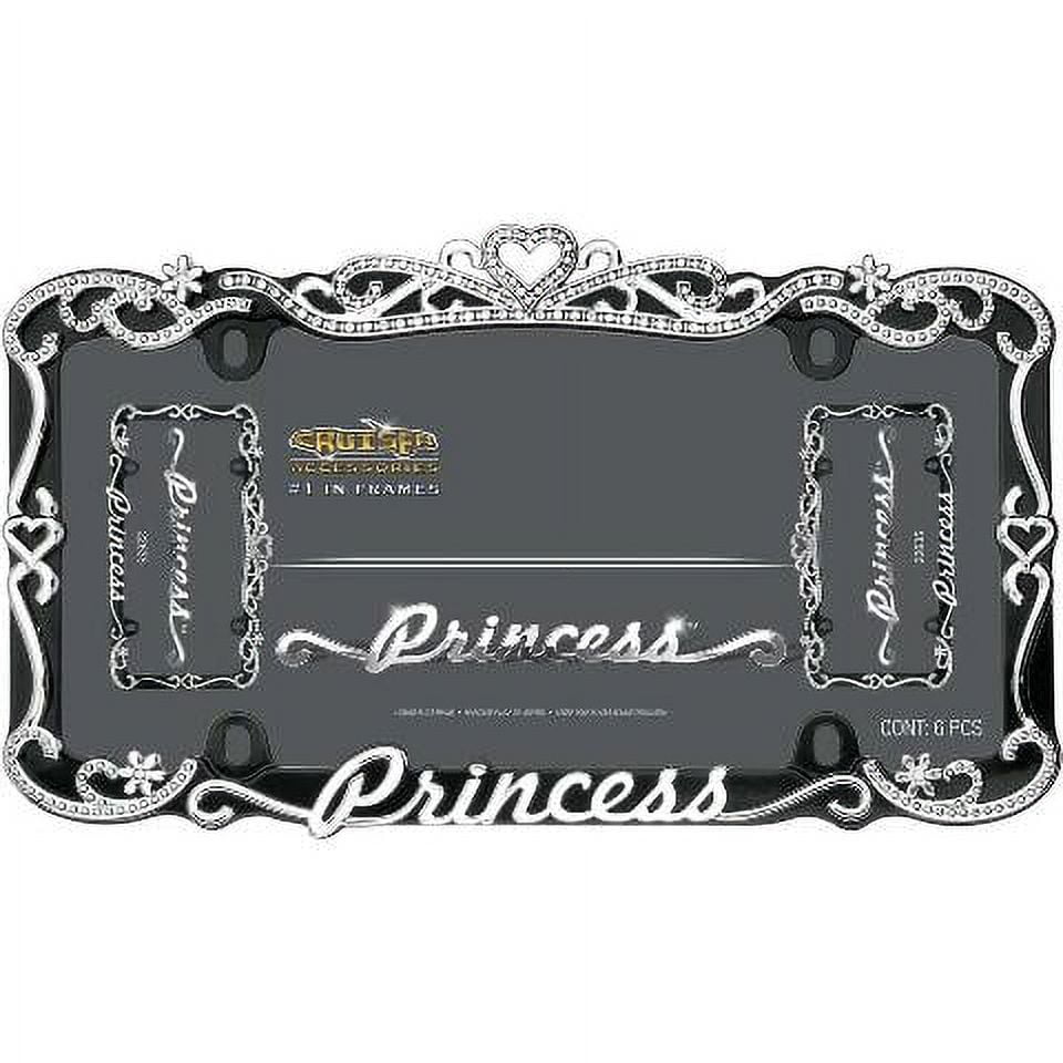 Classic Frames Princess Heart Black Metal License Plate Frame - Bling ...