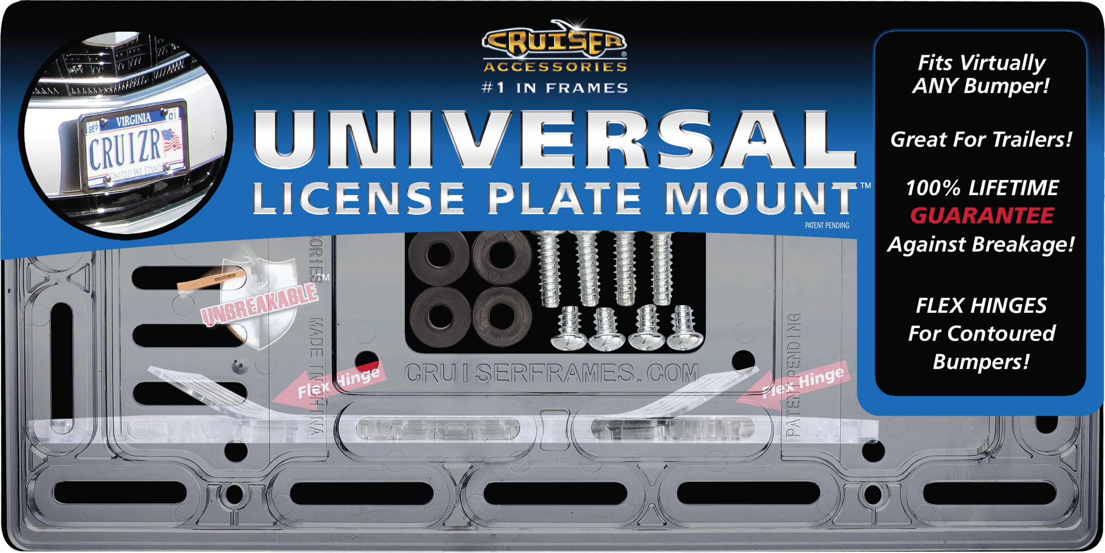 Universal License Plate Mount, Clear - Walmart.com