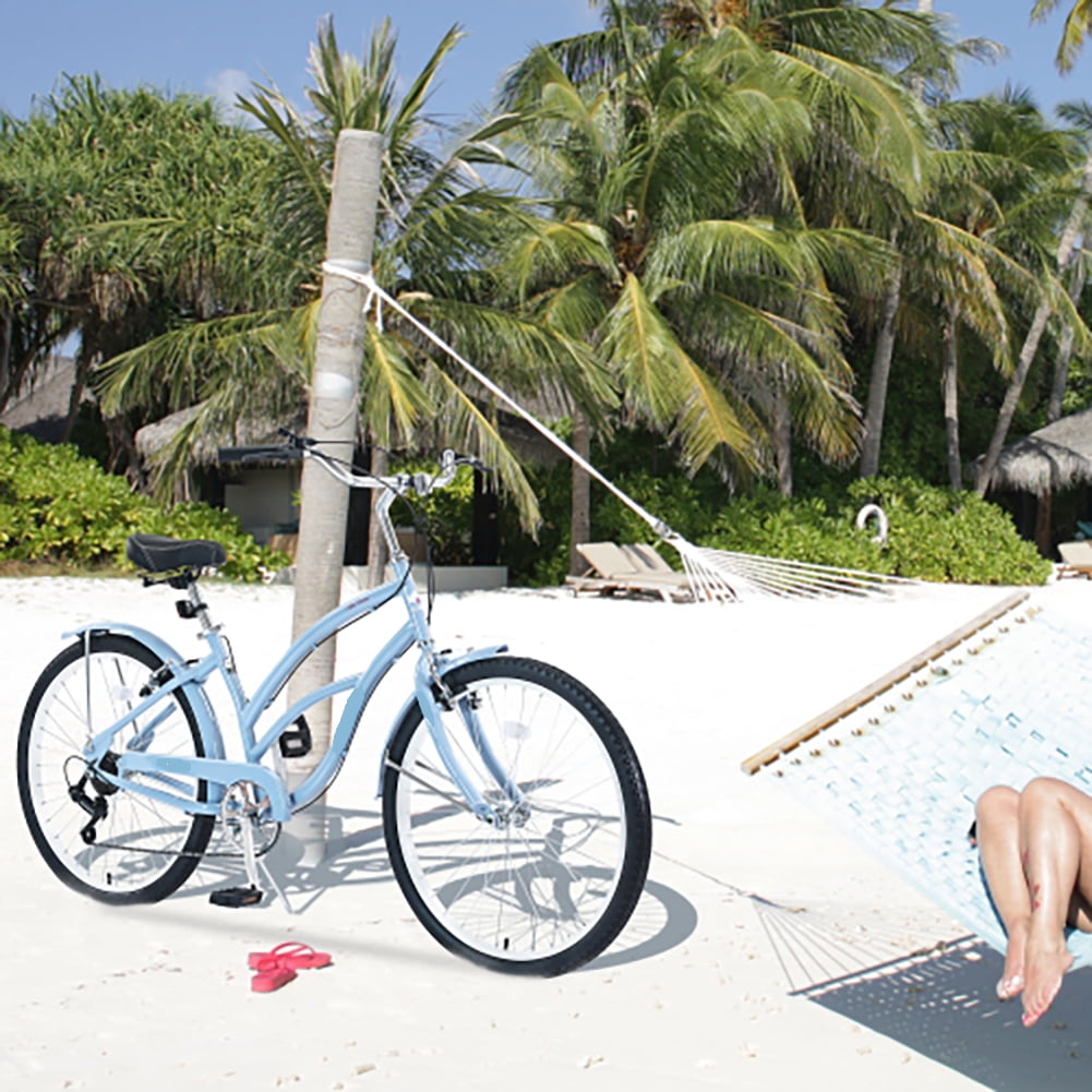 Cruiser Bike, 26 Inch Beach Bike with Front Rear Wheel V Brake, 7 Speed ...