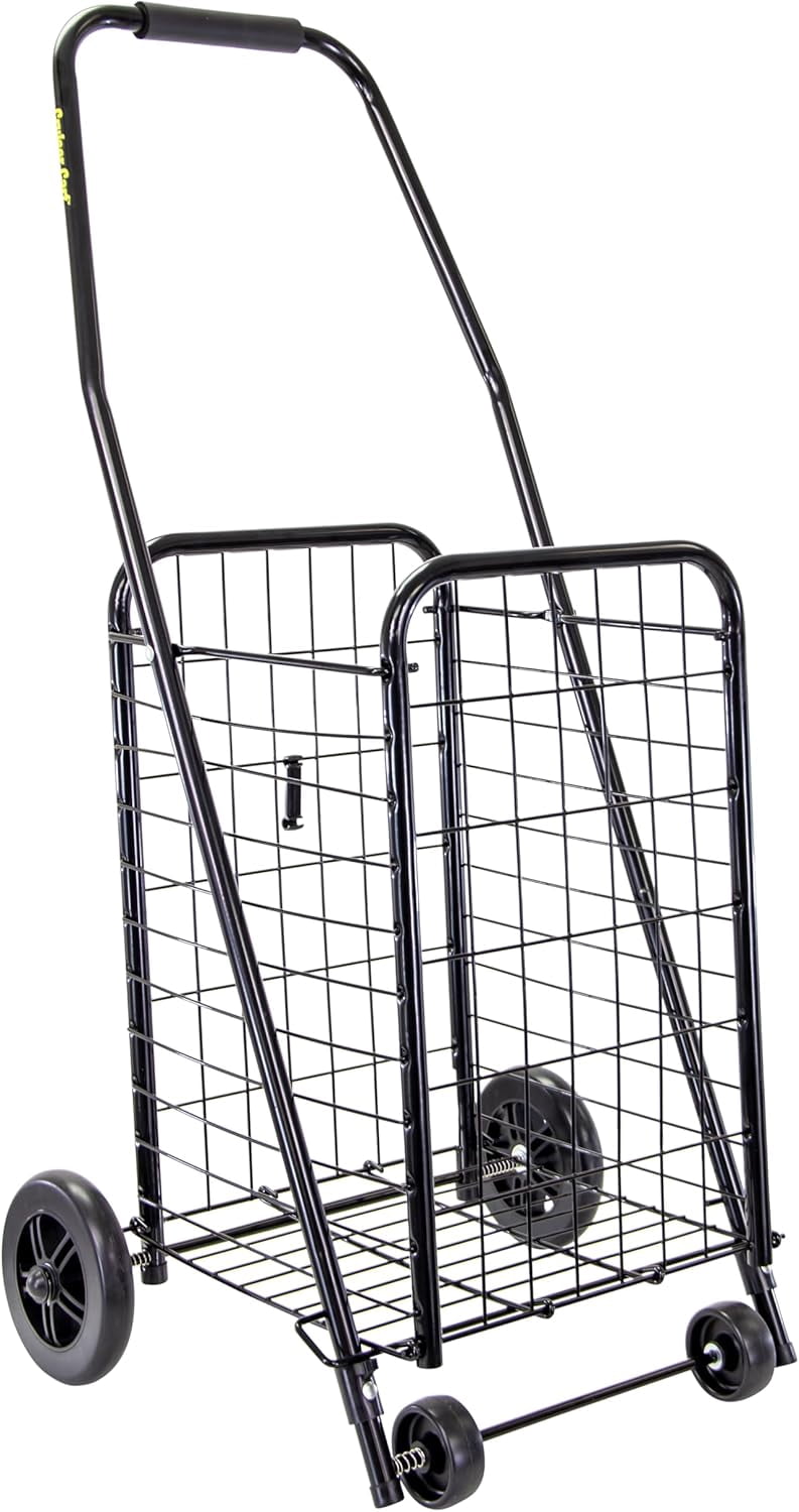 Cruiser Cart Deluxe 2 Shopping Grocery Rolling Folding Laundry Basket ...