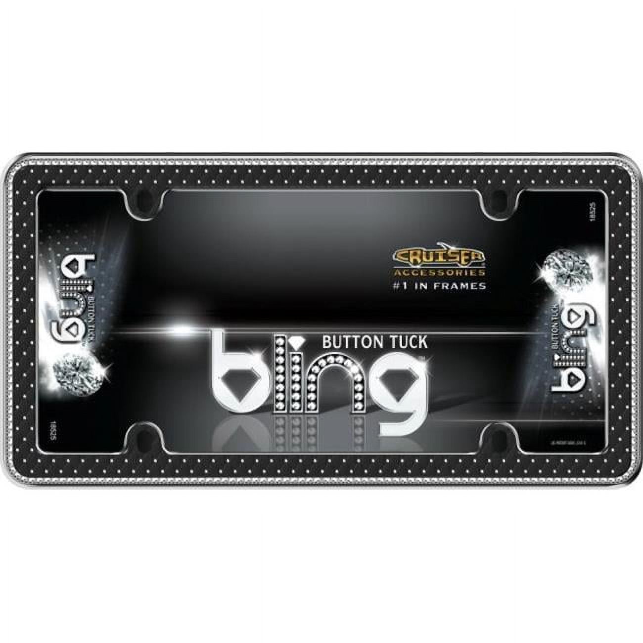 Cruiser Frames Button Tuck Bling - Chrome & Black License Plate Frame ...