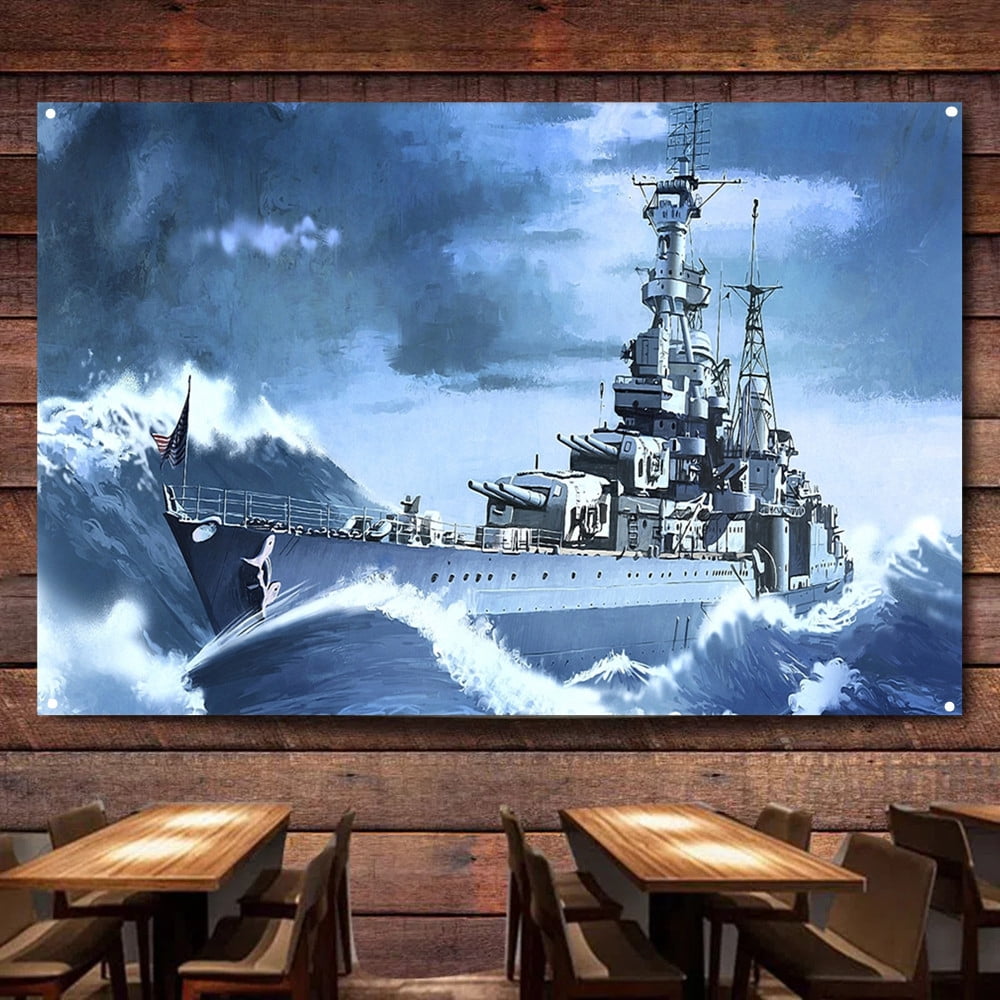 Cruiser Indianapolis Battleships Wall Art Banners Hanging Flags Wall ...