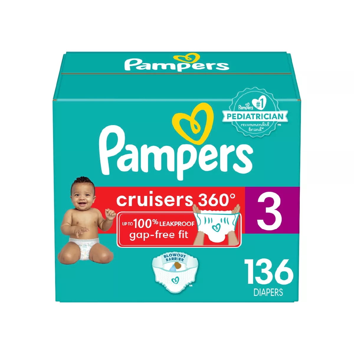 Cruisers 360 Fit Diapers, Active Comfort, Size 3, 136 ct,16 to 28 lbs ...