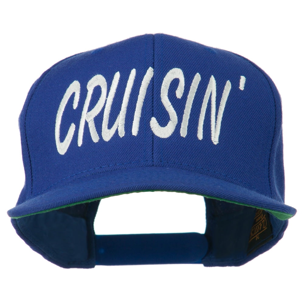 Cruisin Embroidered Flat Bill Cap - Royal OSFM - Walmart.com