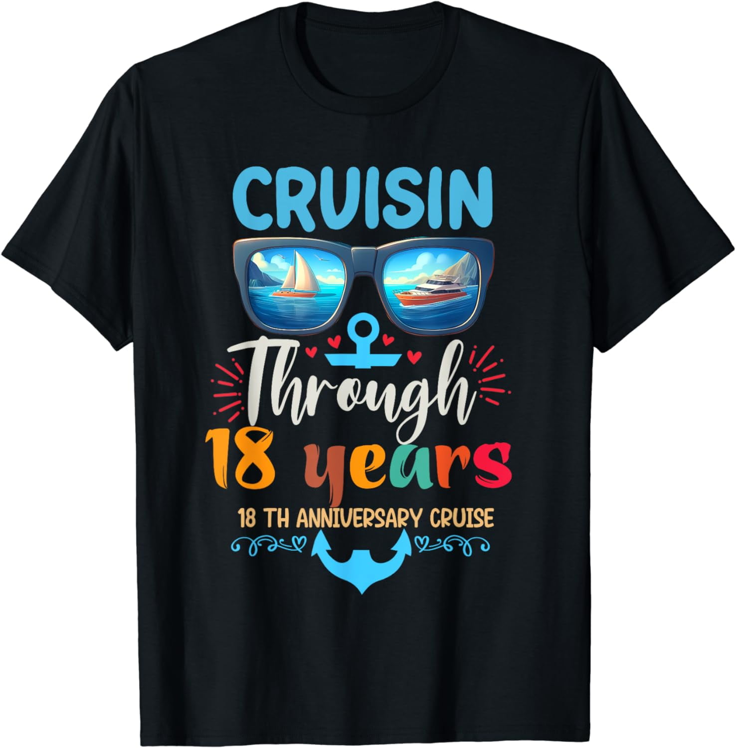 Cruisin Through 18 Years 18th Wedding Anniversary Cruise Tri Cotton T ...