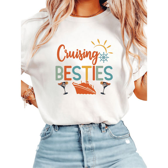 Cruising Besties Graphic T-Shirt, Matching Nautical Vacation Set, Ship ...